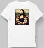 Koszulka męska z mona lisa bodybuilder biceps biała L - KozakNadruki ...
