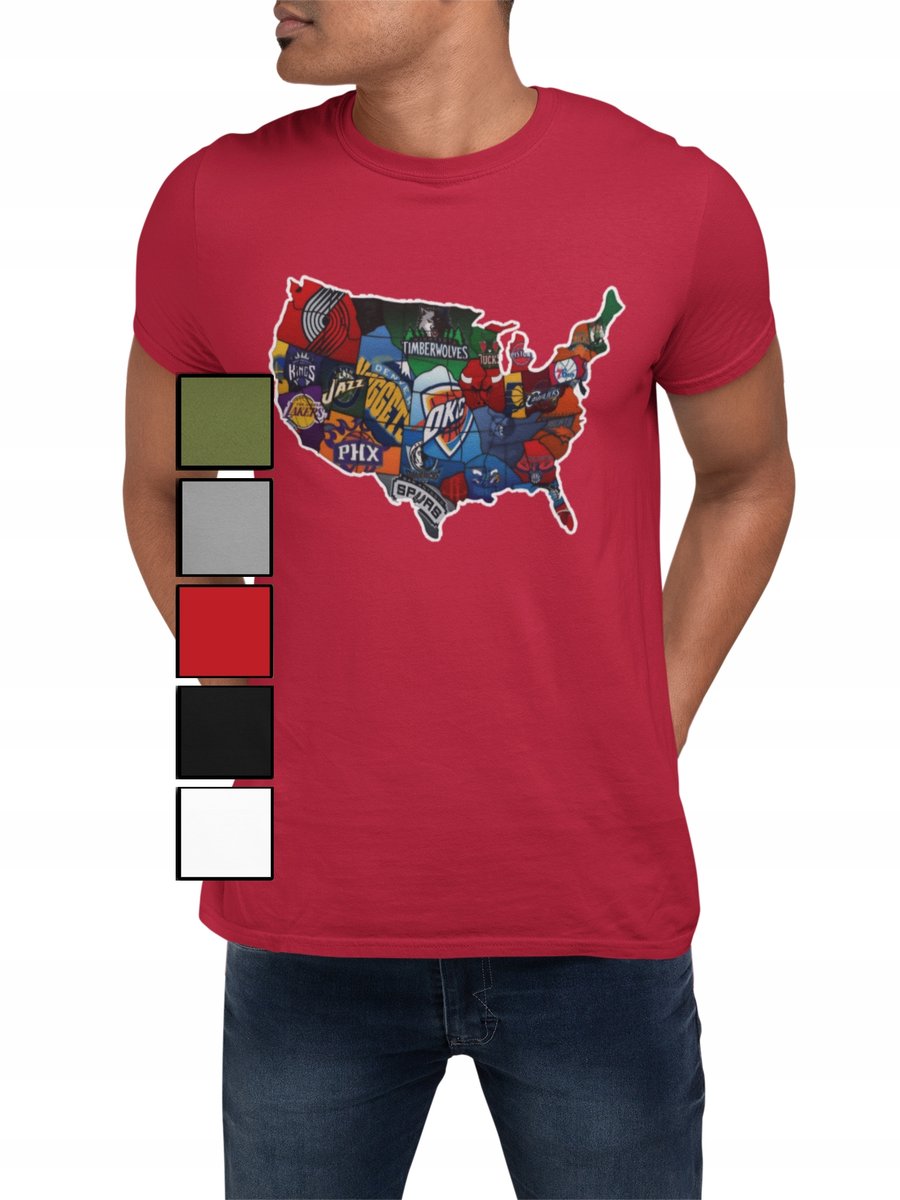 Koszulka Męska Z Nadrukiem Dla Fana Nba Koszykówka Mapa Nba -Xl - Inna marka | Moda Sklep EMPIK.COM