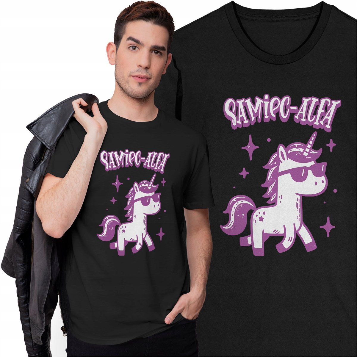 Koszulka Męska z Nadrukiem dla Samca Alfa Sigmy Jednorożec Unicorn ...