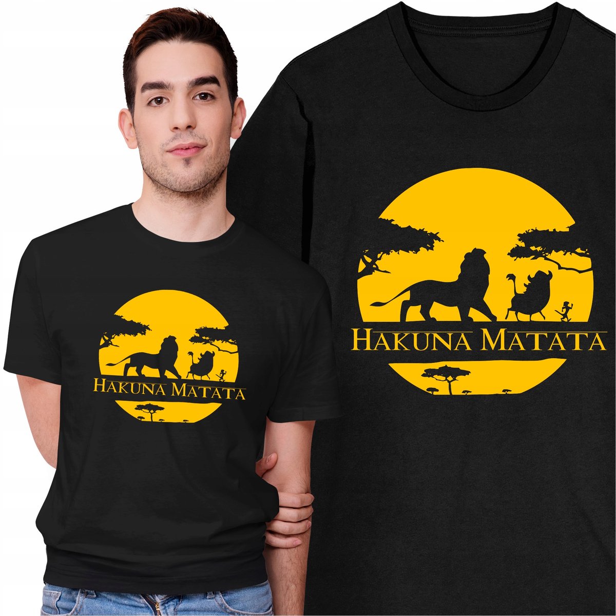 Koszulka Męska z Nadrukiem Hakuna Matata Król Lew Disney Timon i Pumba ...