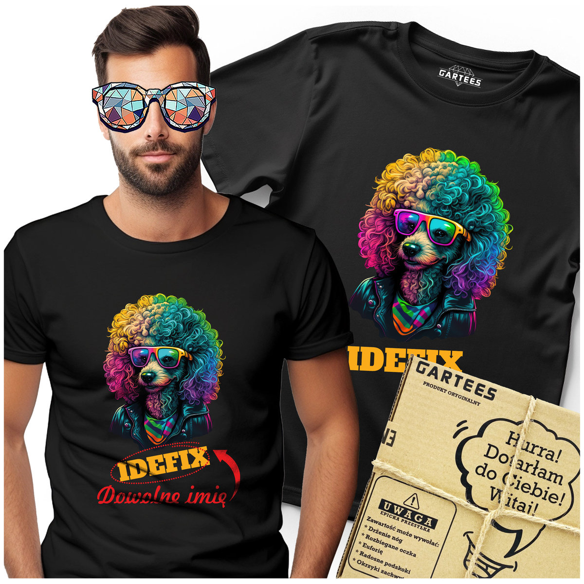 Koszulka Męska Z Nadrukiem Imię Pupila Rasa Pudel Afro 3D - Gartees ...