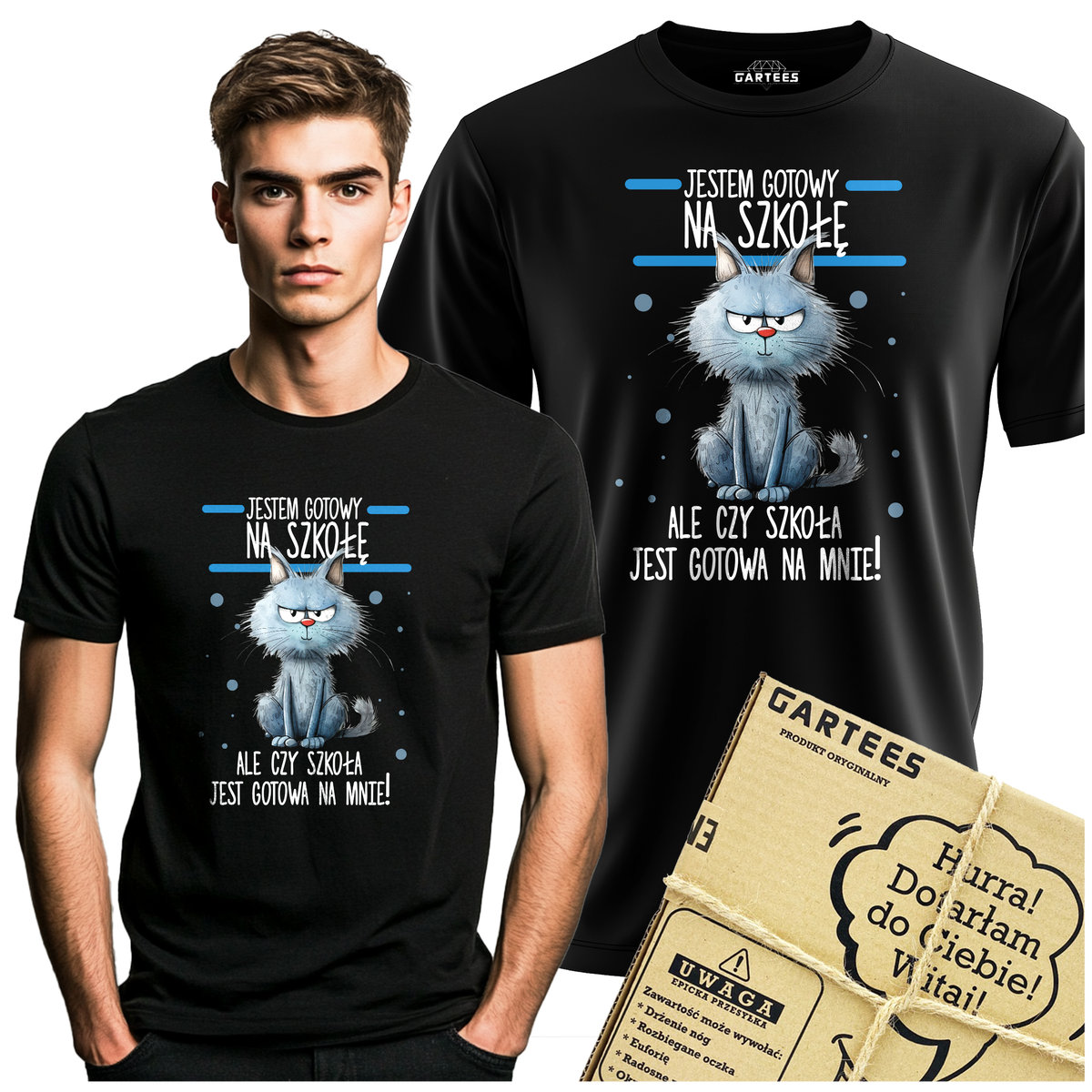 KOSZULKA MĘSKA Z NADRUKIEM JESTEM GOTOWY NA SZKOŁĘ ŚMIESZNA DO SZKOŁY - Gartees | Moda Sklep ...