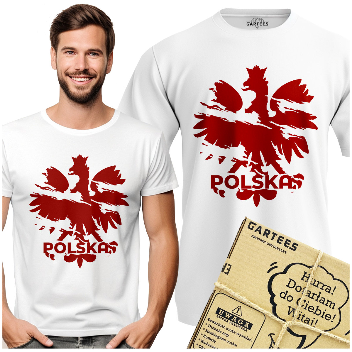 Koszulka Męska Z Nadrukiem Orzeł Na Euro 2024 Polska Kibic Bawełna ...