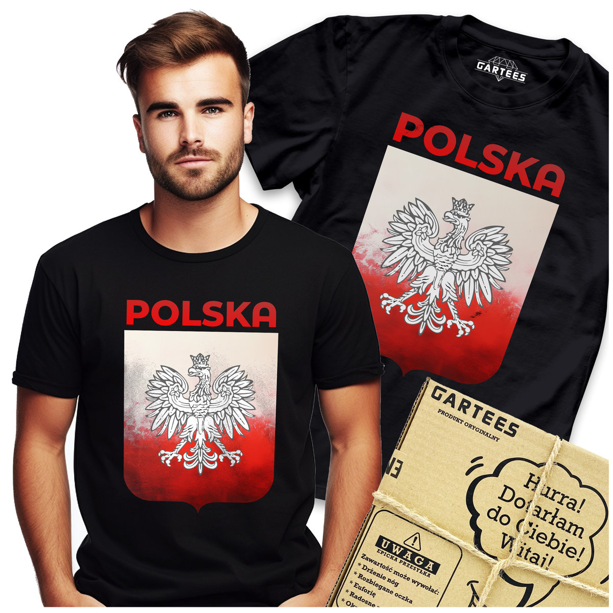 KOSZULKA MĘSKA Z NADRUKIEM PATRIOTYCZNA NA EURO 2024 POLSKA KIBIC ...