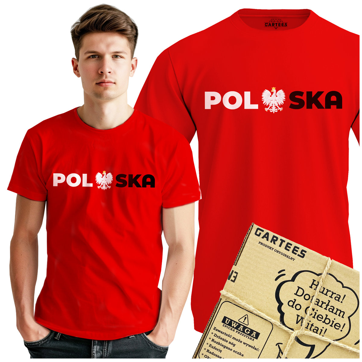 Koszulka Męska Z Nadrukiem Patriotyczna Na Mecz Euro 2024 Polska Kibic ...