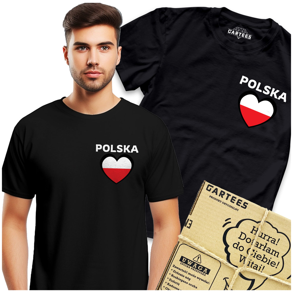 Koszulka Męska Z Nadrukiem Polska Serduszko Dla Kibica 2024 Euro ...