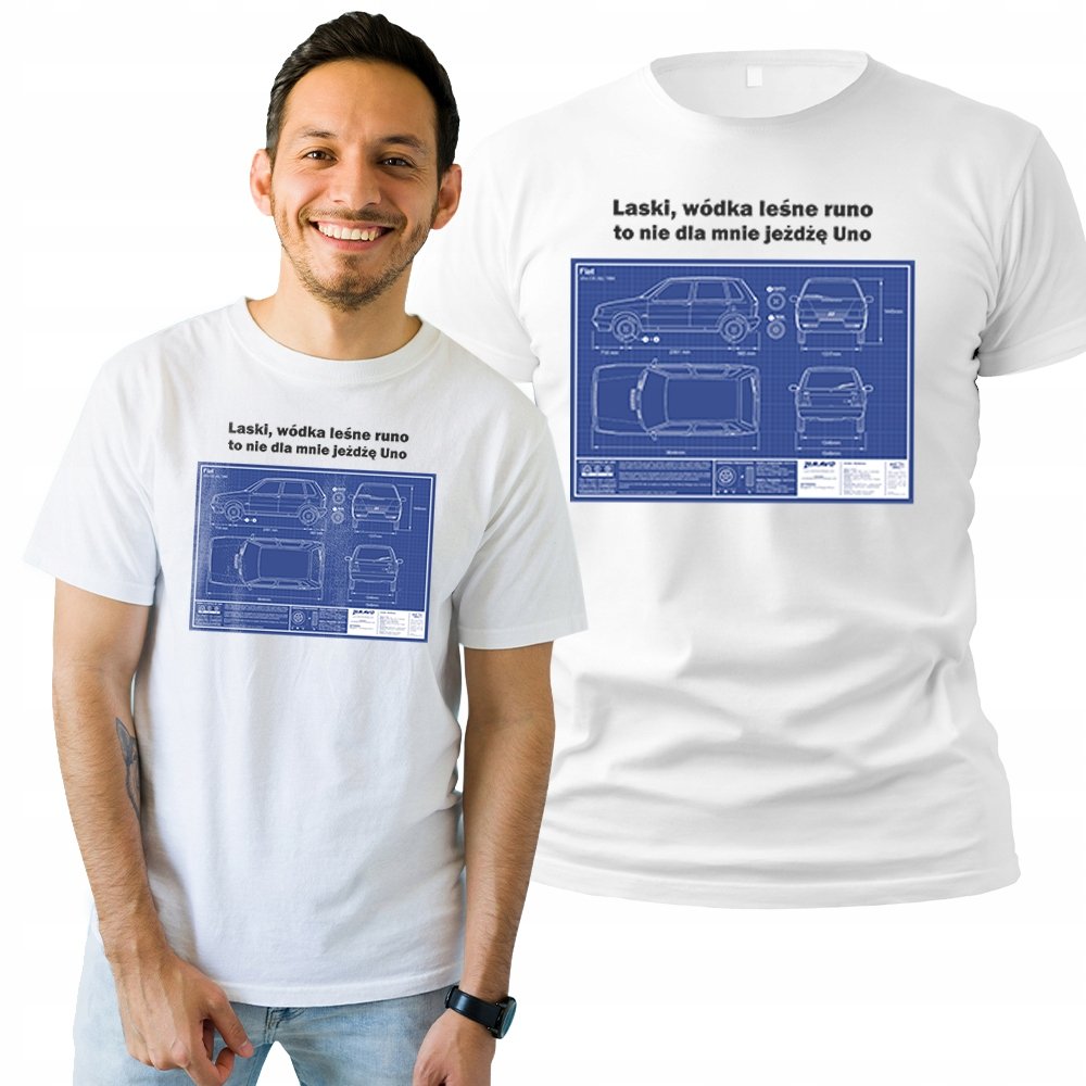 Koszulka Męska z Nadrukiem T-shirt na Prezent Uno Śmieszny S - Plexido | Moda Sklep EMPIK.COM