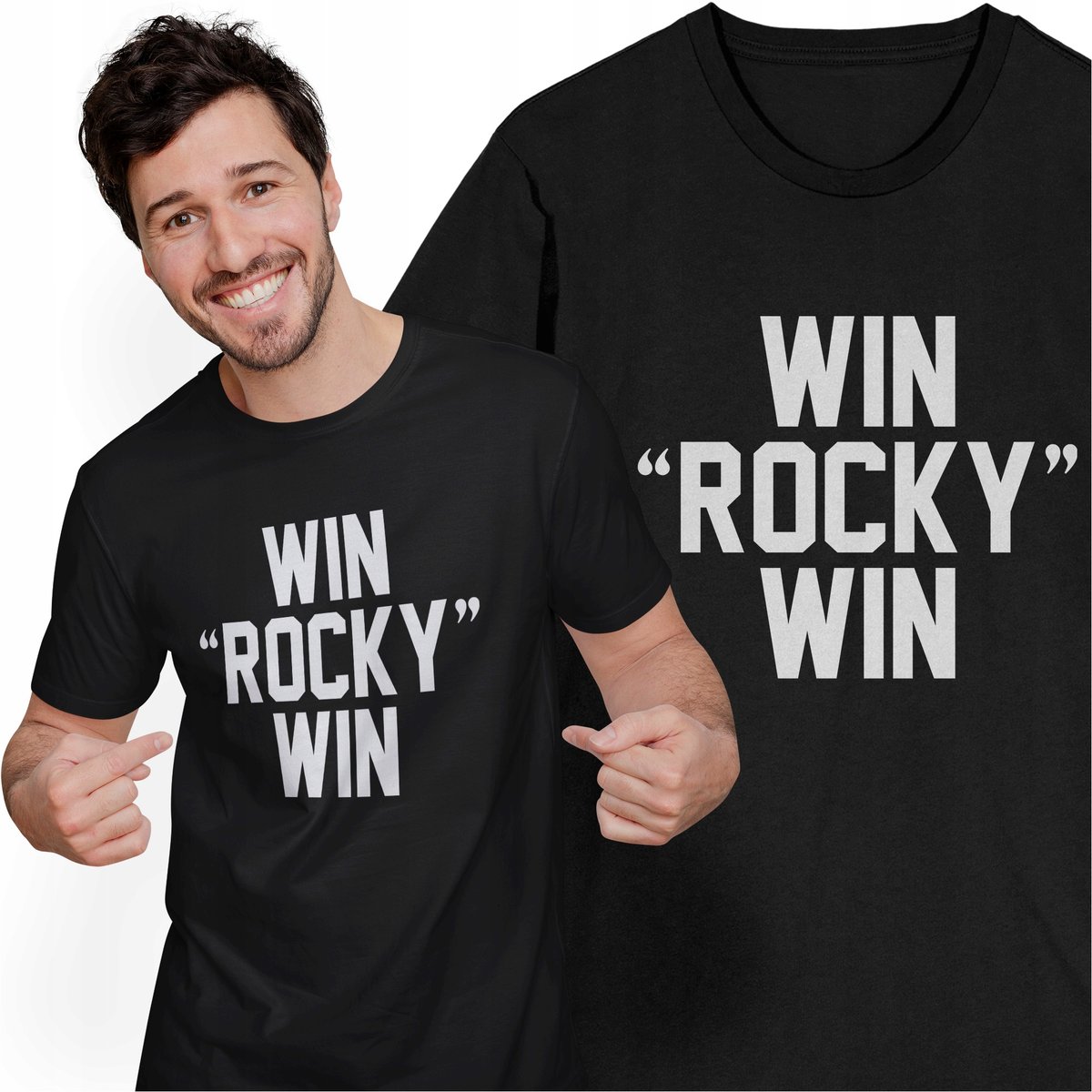 Koszulka Męska z Nadrukiem Win Rocky Win Rocky Balboa Film Boks Sport ...
