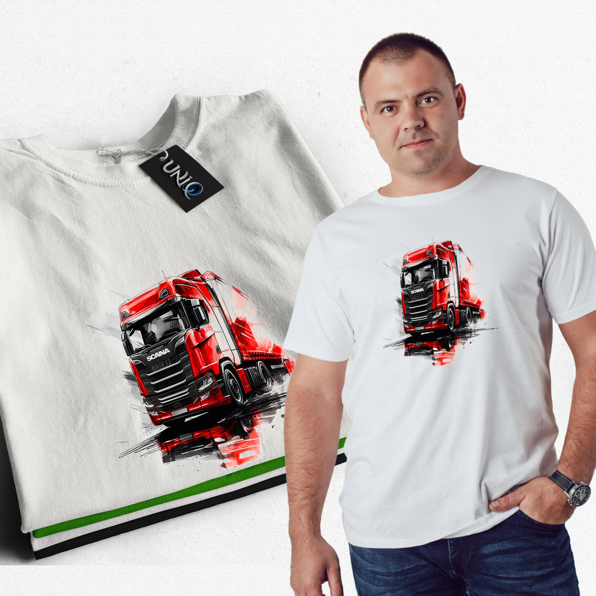 Koszulka na święta męska prezent Scania Tir 2 biała XS - UNIQ | Motoryzacja EMPIK
