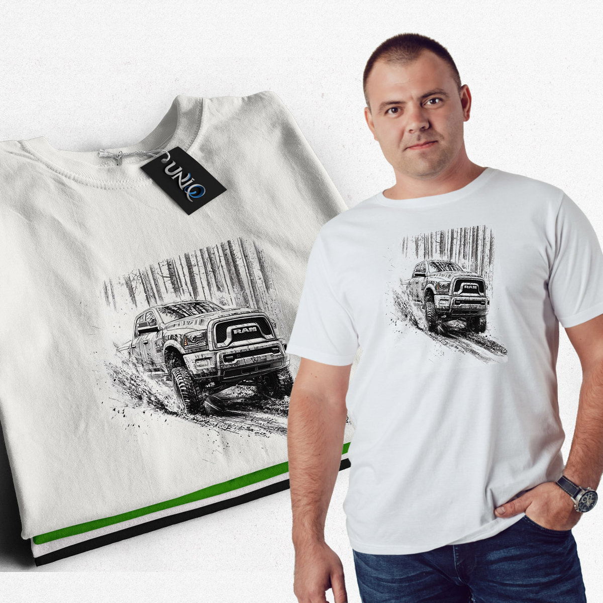 Koszulka na święta męska urodziny Dodge Ram 7 biała L - UNIQ | Motoryzacja EMPIK