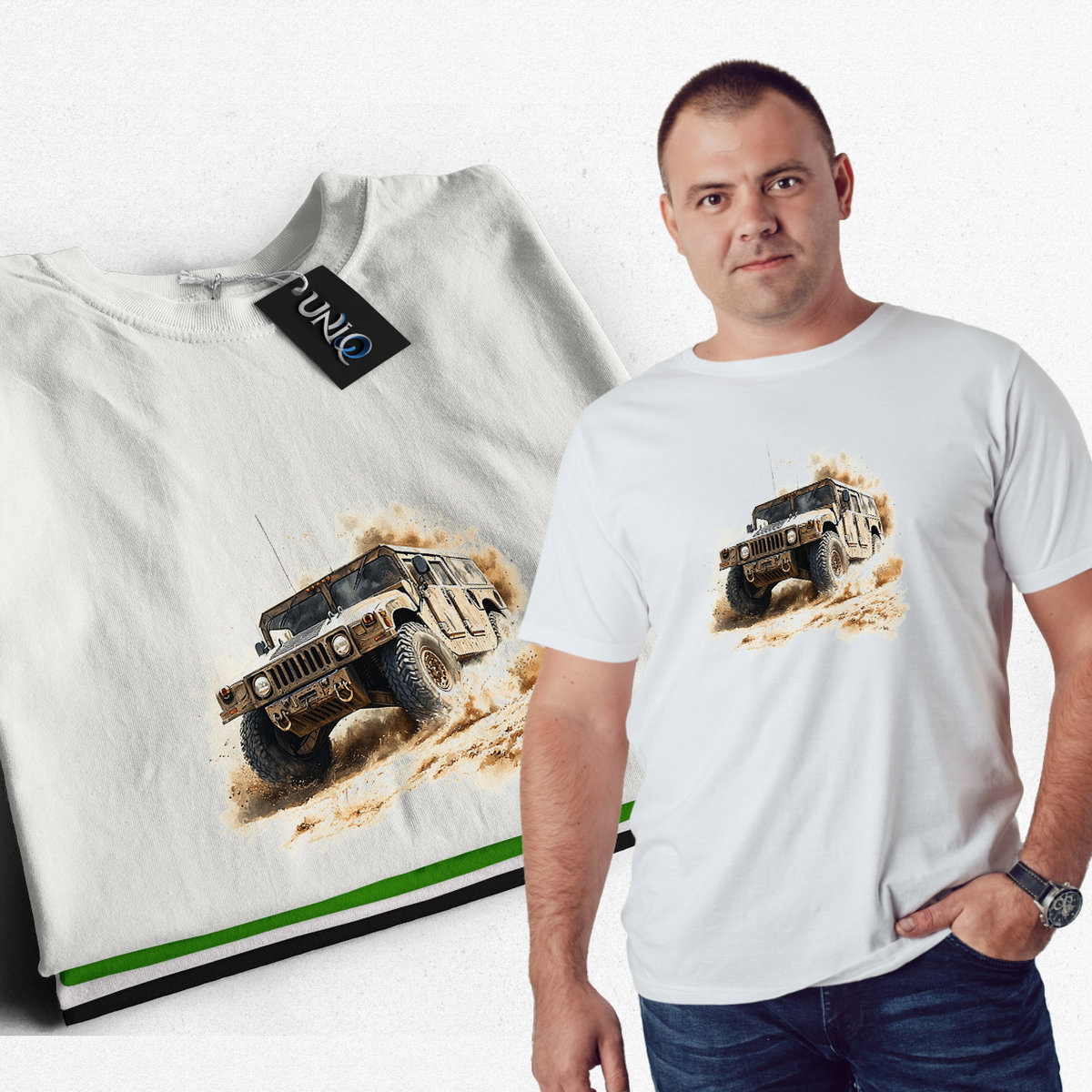 Koszulka na święta męska urodziny Hummer 1 biała XS - UNIQ | Motoryzacja EMPIK