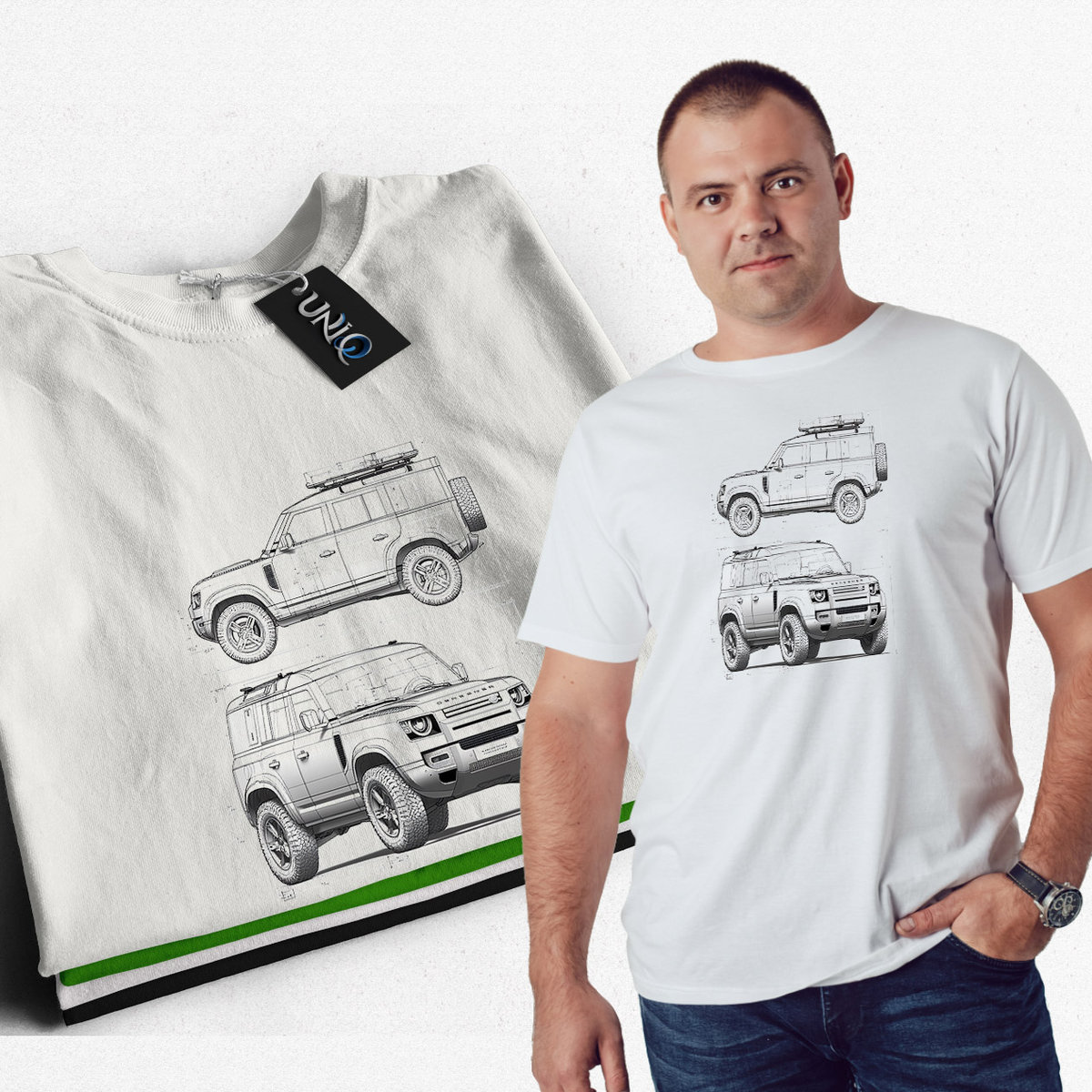 Koszulka na święta męska urodziny Land Rover 6 biała XS - UNIQ | Motoryzacja EMPIK