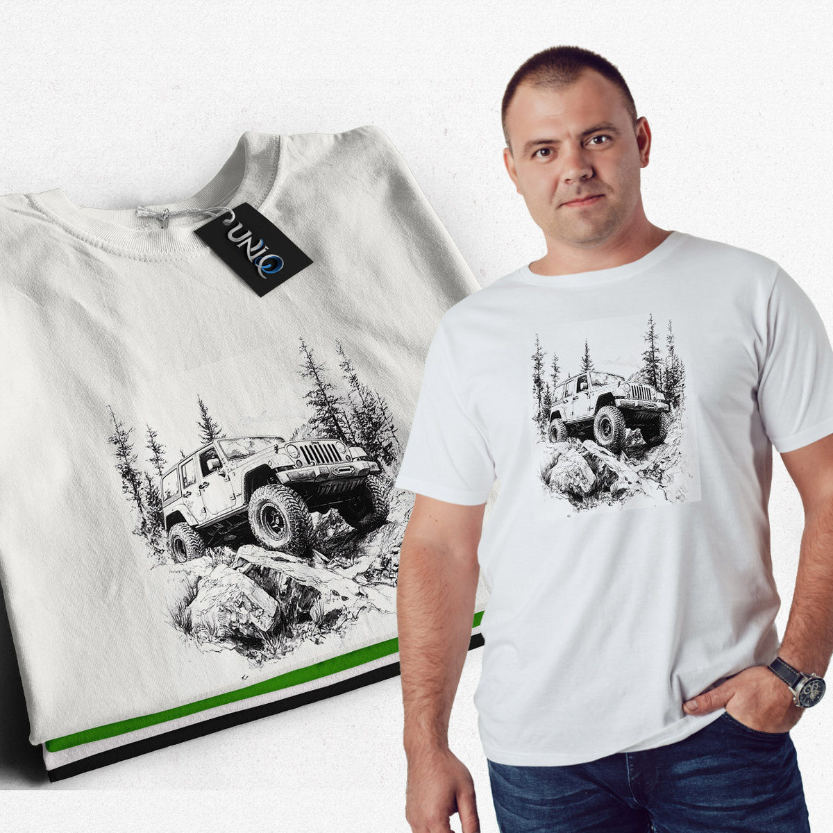 Koszulka na święta męska urodziny Wrangler 1 biała 4XL - UNIQ | Motoryzacja EMPIK