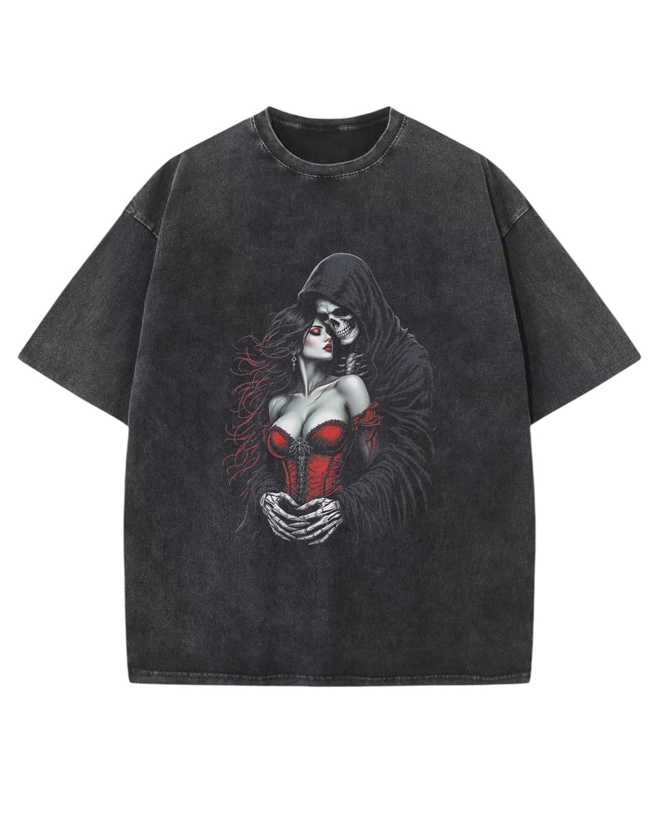 Koszulka oversize efekt sprania Seksowna Kobieta Gothgirl czarny S ...