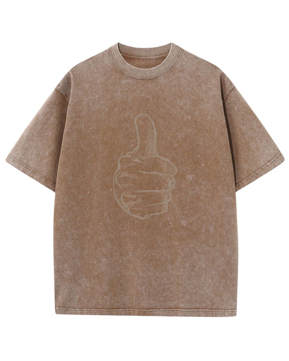 Koszulka oversize Kciuk w Górę Łapka - efekt sprania Brązowa XXL ...