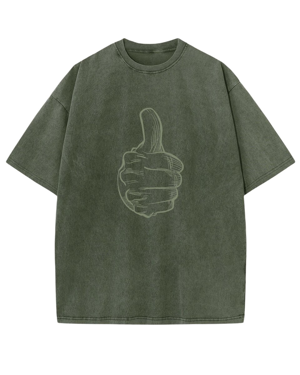 Koszulka oversize Kciuk w Górę Łapka - efekt sprania Khaki 3XL ...