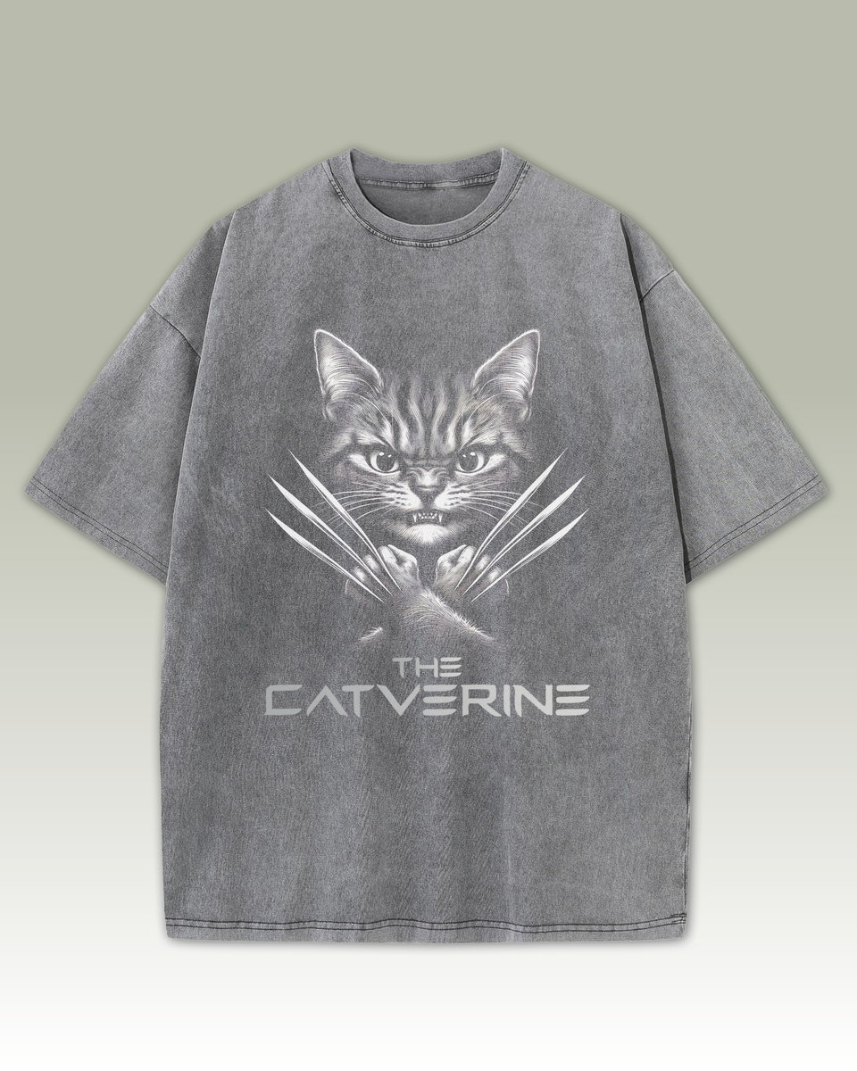 Koszulka oversize The Catverine - Kot Wolverine - efekt sprania ...