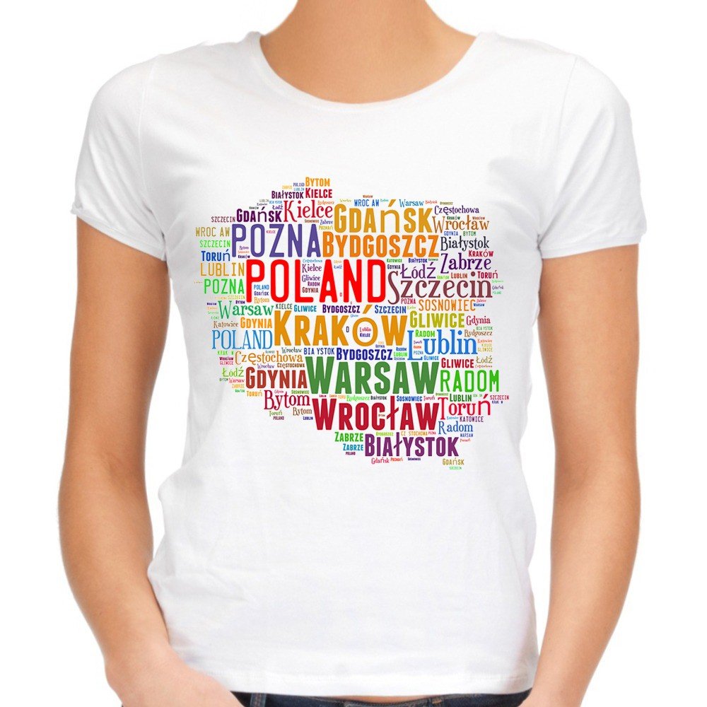 Koszulka Polska mapa z nazwami miast damska S - Stedman | Moda Sklep ...