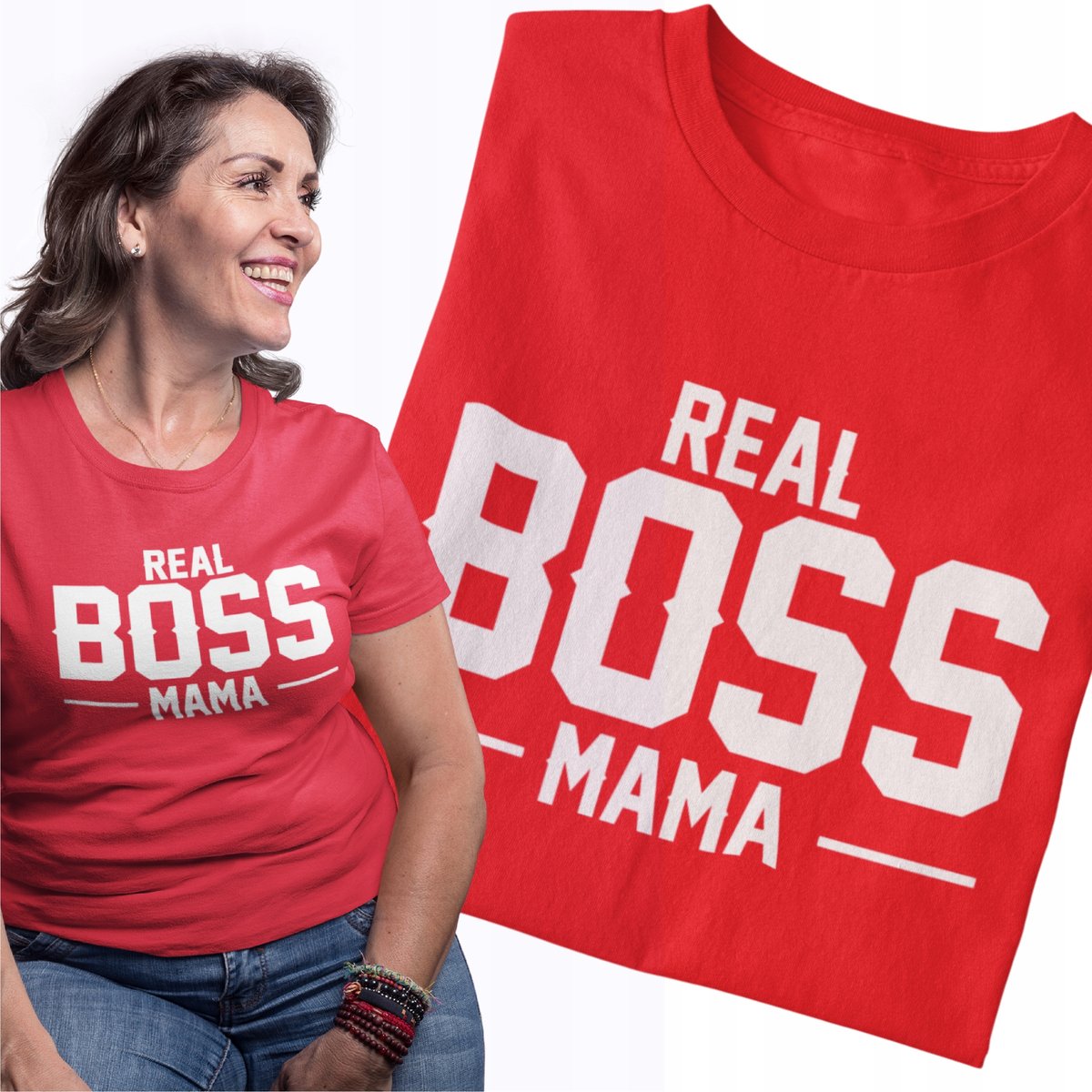Koszulka Real Boss Mama Super Prezent na Dzień Matki, urodziny dla Mamy XL - Aradena | Moda ...