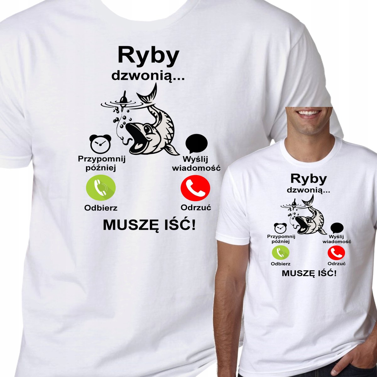 Koszulka Ryby Dzwonią Wędkarz Śmieszne S 1015 - Inna marka | Moda Sklep EMPIK.COM