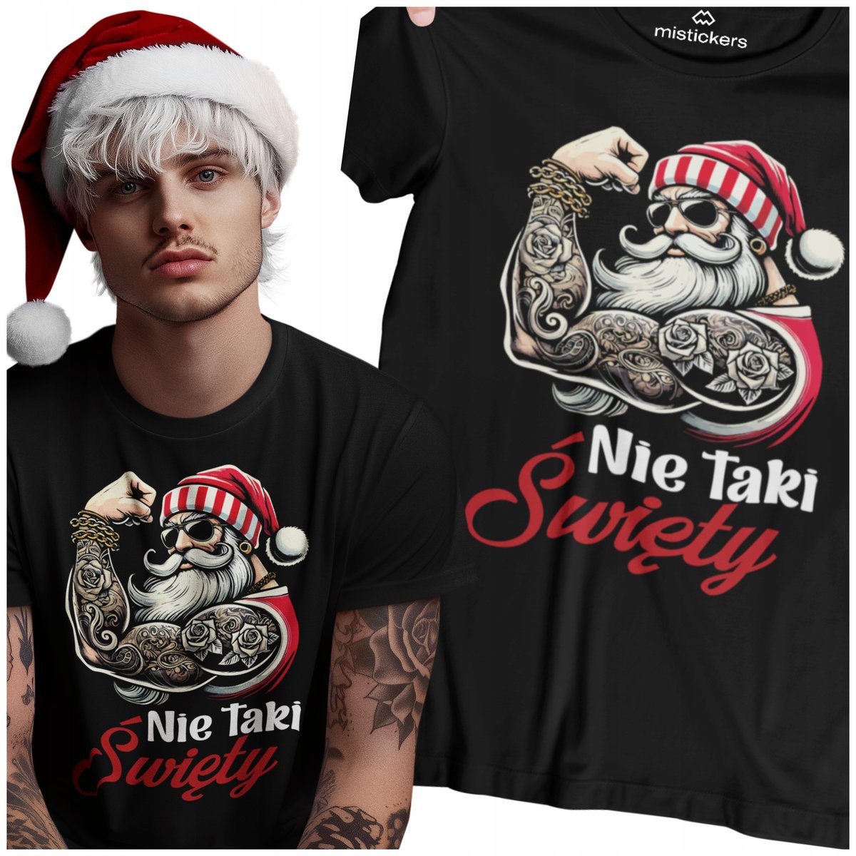 Koszulka Świąteczna Męska Z Mikołajem Nie Taki Święty Tshirt Premium - inna (Inny) | Moda Sklep ...