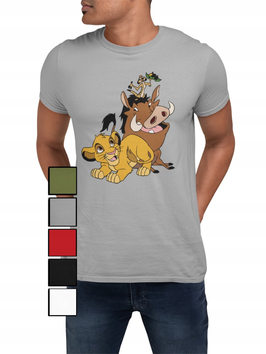 KOSZULKA T-SHIRT MĘSKA Z NADRUKIEM KRÓL LEW TIMON PUMBA HIENY - XXL - Inna marka | Moda Sklep ...