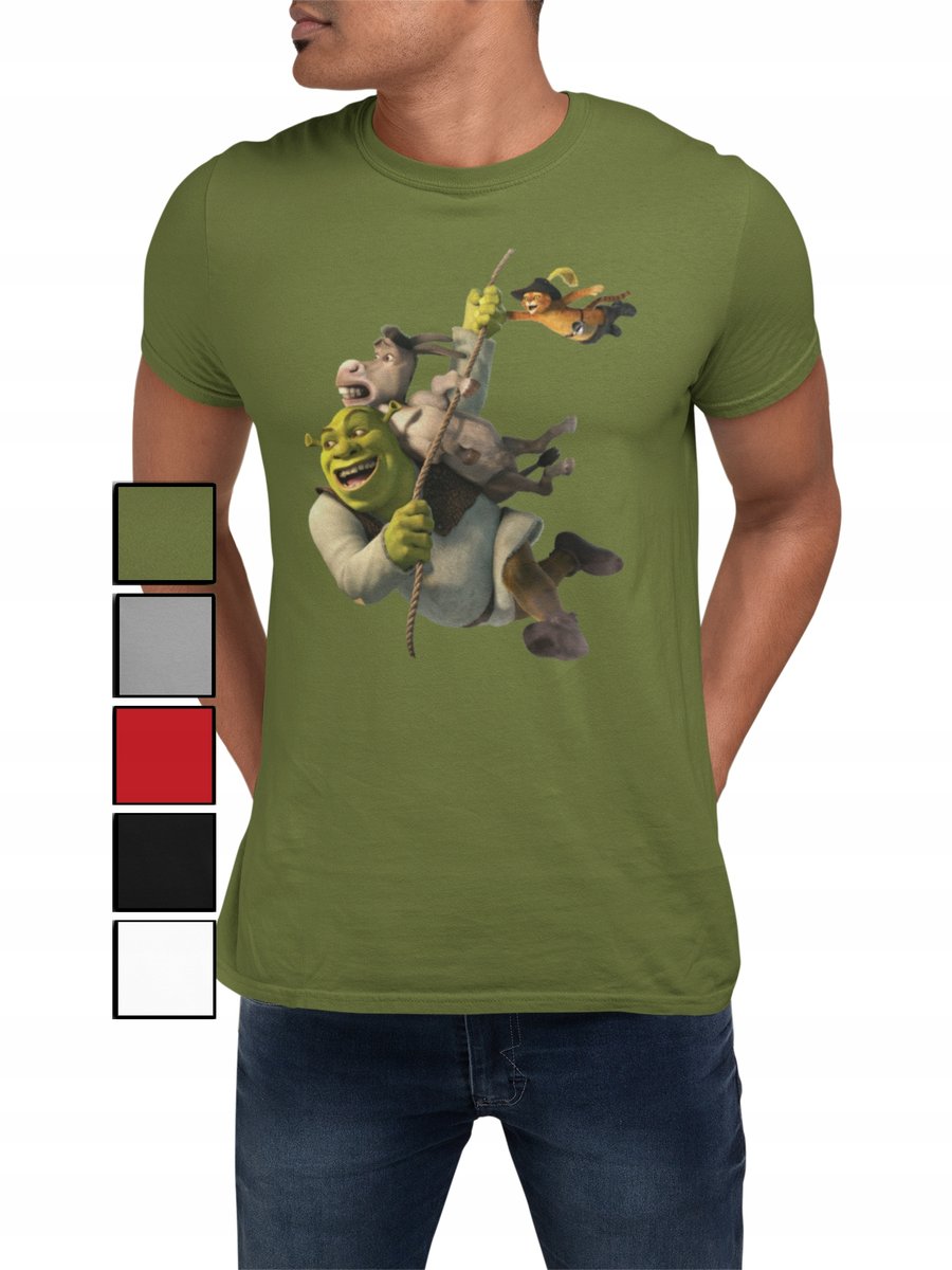 KOSZULKA T-SHIRT MĘSKA Z NADRUKIEM SHREK OSIOŁ KOT PIERNIK - S - Inna ...