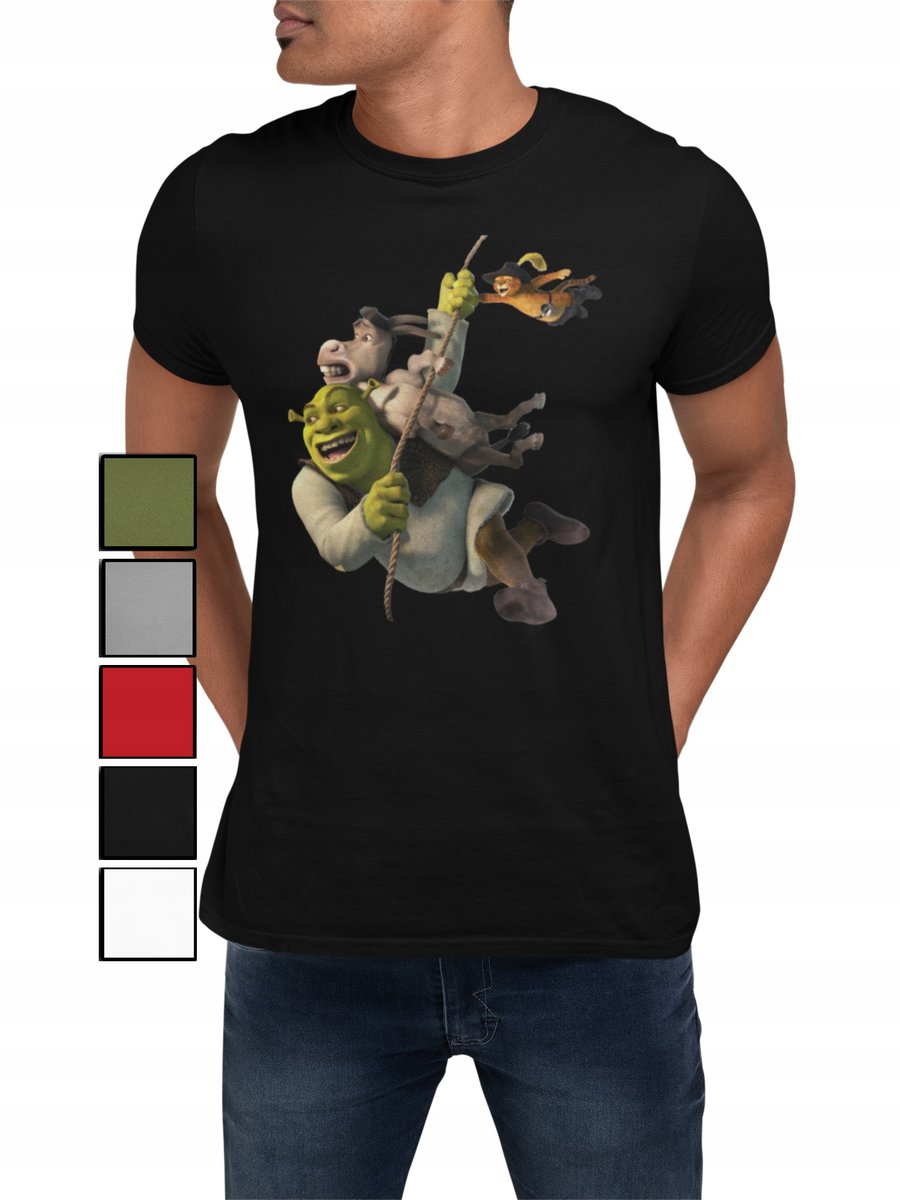 KOSZULKA T-SHIRT MĘSKA Z NADRUKIEM SHREK OSIOŁ KOT PIERNIK - XXL - Inna ...