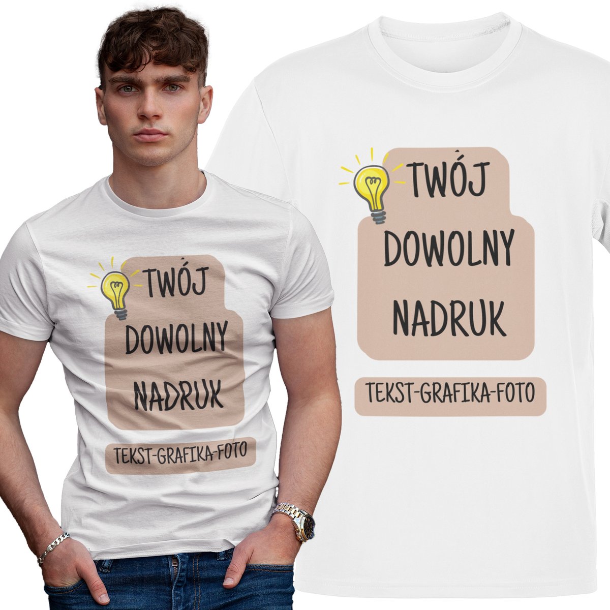 Koszulka T-Shirt Z Twoim Własnym Nadrukiem Napisem - Meeboo | Moda Sklep EMPIK.COM
