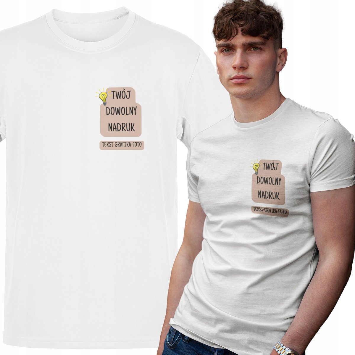 Koszulka T-Shirt Z Twoim Własnym Nadrukiem Napisem - Meeboo | Moda Sklep EMPIK.COM