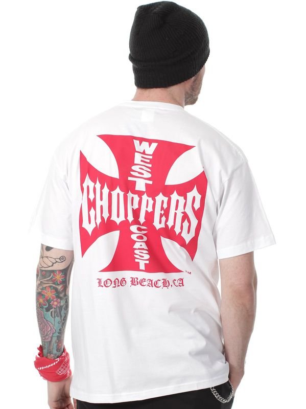 koszulka WEST COAST CHOPPERS - RED IRON CROSS biała-S - Pozostali ...