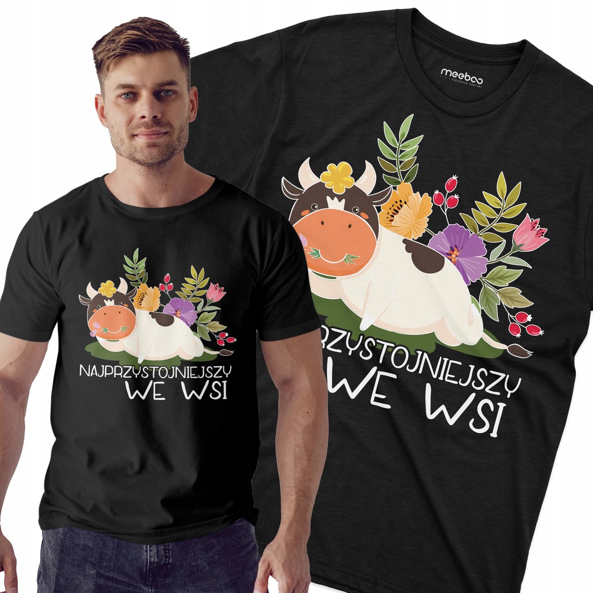 KOSZULKA z humoerm dla niego Najprzystojniejszy we wsi na prezent urodziny - Meeboo | Moda Sklep ...