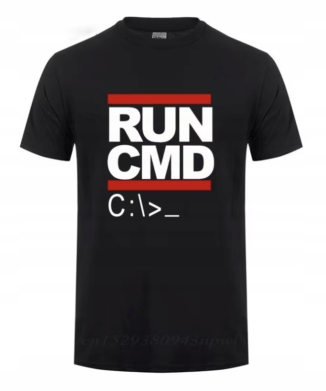 KOSZULKA Z NADRUKIEM MĘSKA ŚMIESZNA T-SHIRT Run Cmd programista ...