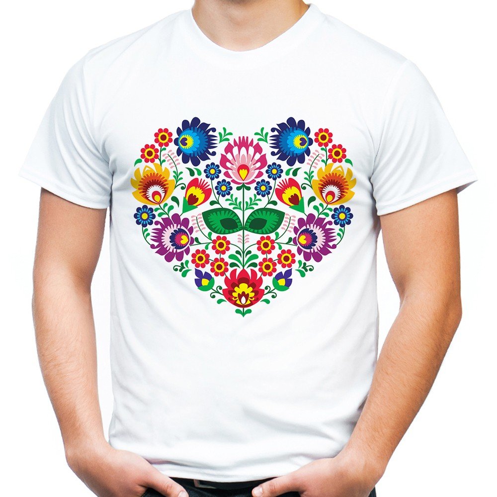 Koszulka z sercem folkowa męska L - JHK | Moda Sklep EMPIK.COM
