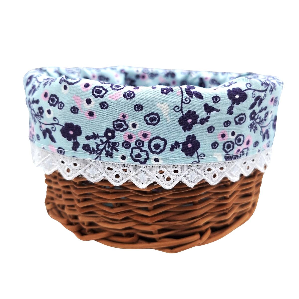 Koszyk Wiklinowy Ozdobny z Wkładem Materiałowym 18x9 cm – Ręcznie ...