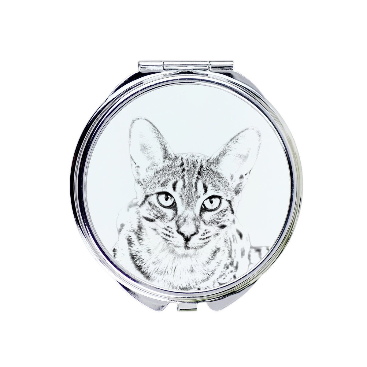 Kot egipski Mau - lusterko kieszonkowe z kotem, personalizowane ...