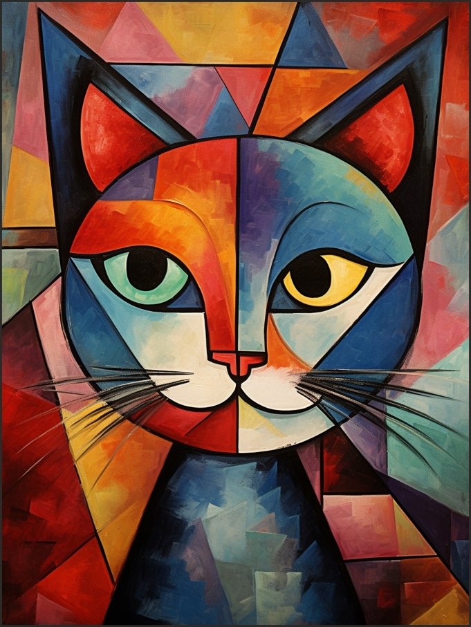 Kot kolory abstrakcja wzory Plakat 30x40cm picasso styl obraz #527 ...