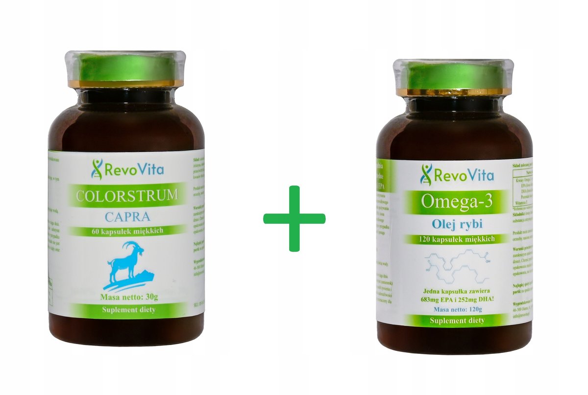 Kozie Colostrum Capra 500mg IG40 + Omega3 Olej rybi 683mg EPA + 252mg ...