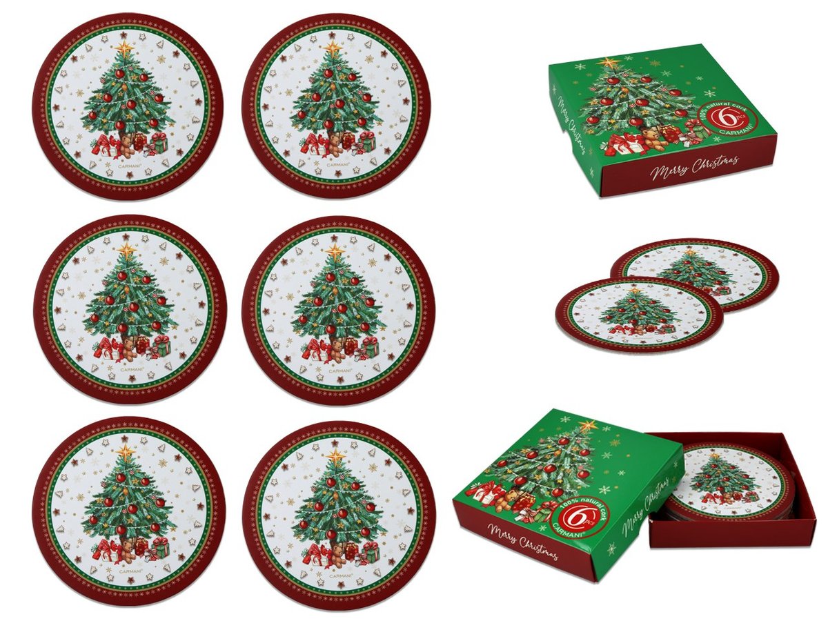 Kpl. 6 Podkładek Korkowych - Boże Narodzenie, Choinka (Carmani) - Carmani | Sklep EMPIK.COM