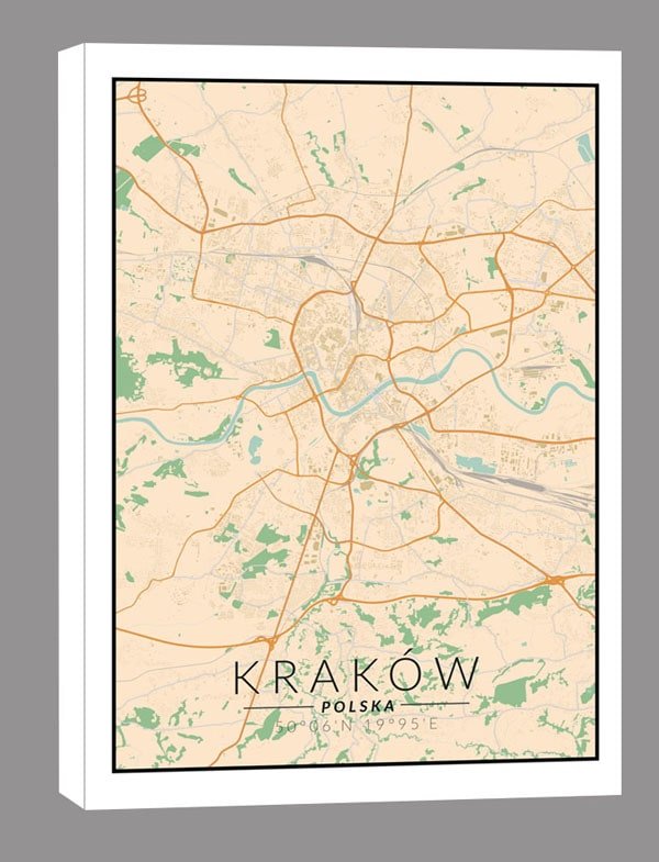 Kraków mapa kolorowa - obraz na płótnie 60x80 cm - Inna marka | Sklep ...