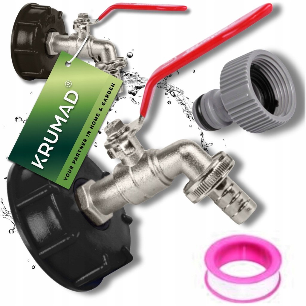 KRAN DO MAUZERA IBC ZAWÓR CZERPALNY ZBIORNIKA BECZKI KRANIK 3/4 ZESTAW - KRUMAD | Sklep EMPIK.COM