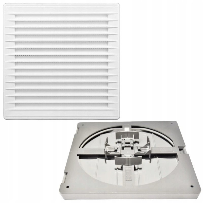 Kratka Wentylacyjna 17x17cm Ø80-150mm z Siatką Regulowana Biała ...