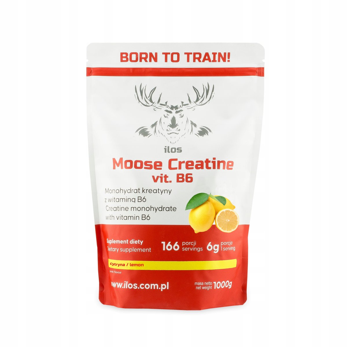 KREATYNA MONOHYDRAT 1000g - ilos SIŁA ŁOSIA - smak cytrynowy 1kg - ilos ...