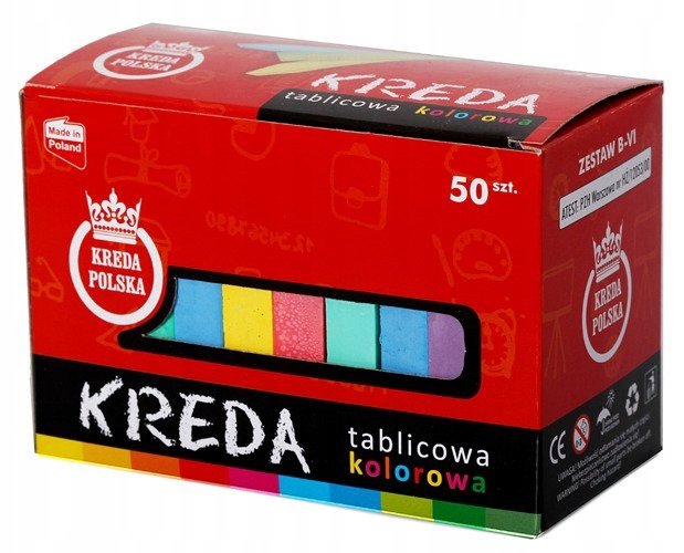 Kreda do tablicy kwadratowa kolorowa 50 sztuk - KRED KOP | Sklep EMPIK.COM