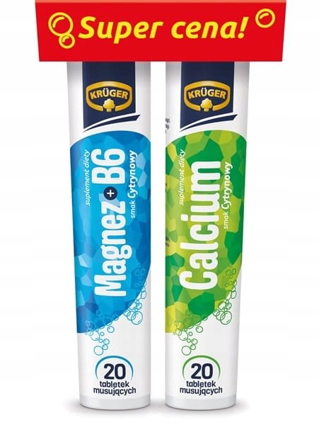 Kruger Witaminy Zestaw Magnez B6 + Calcium tabletki musujące 20szt ...
