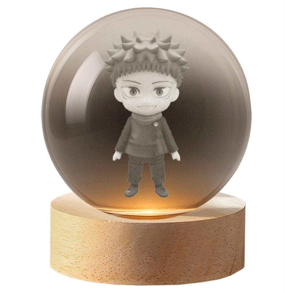 Kryształowa Kula 3D Lampka Nocna Kulka LED Jujutsu Kaisen Yuji Itadori ...