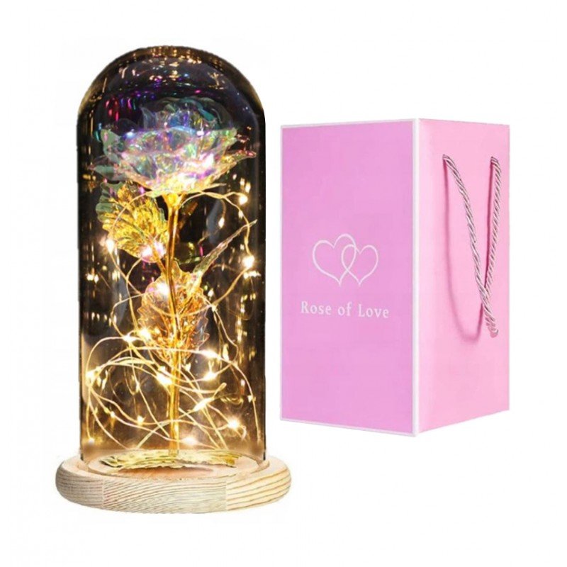 Kryształowa Wieczna Róża Pod Szklaną Kopułą Led Roz04 - Inna marka ...