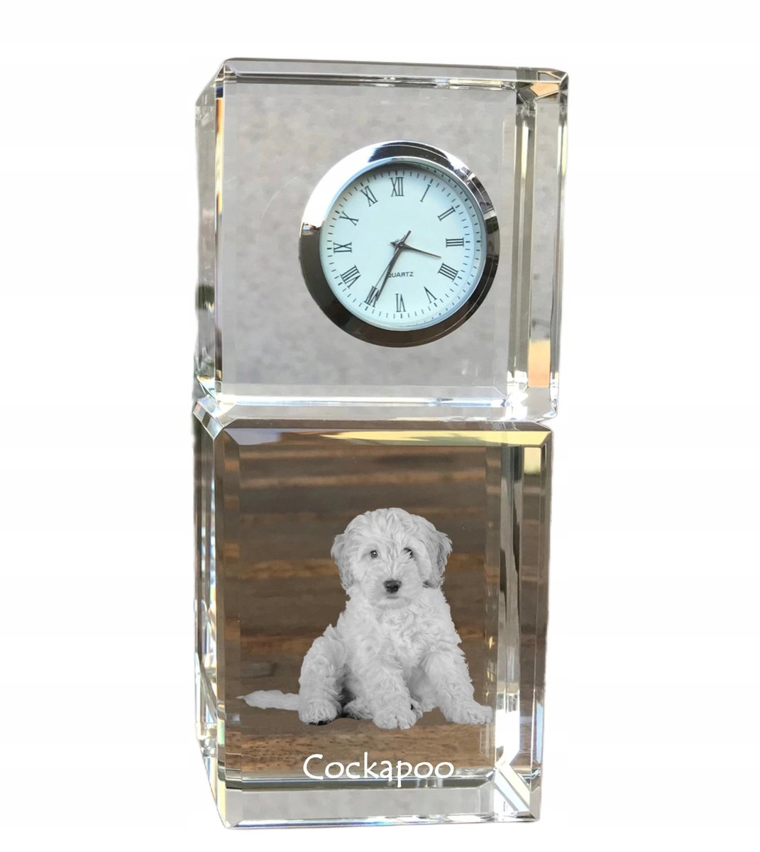 Kryształowy Zegar Z Personalizowanym Zdjęciem Cockapoo Marki Art-Dog ...