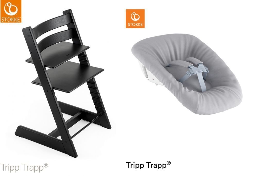 Krzesełko Stokke Tripp Trapp Oak Black + Newborn set GREY - Stokke ...