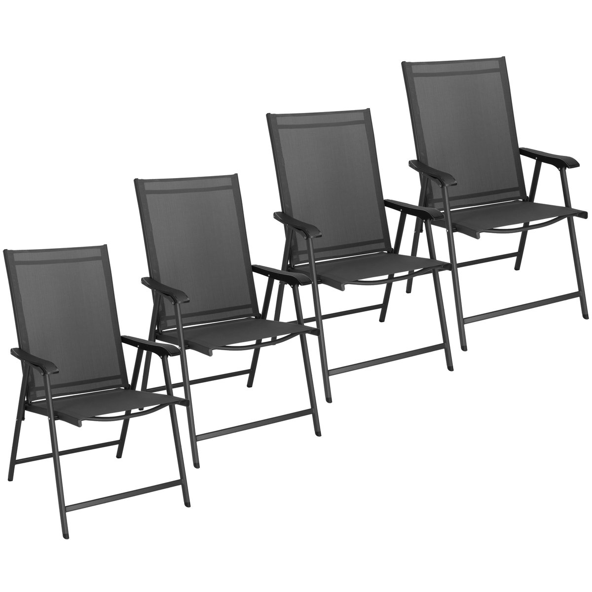Krzesła tarasowe, komplet 4 krzeseł metalowych na balkon składane czarno-szare - Springos ...